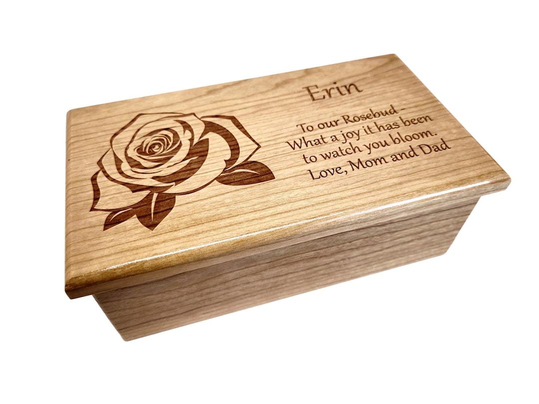Rose Music Box Choose Your Song Engrave Your Text, Custom Wood Music ...