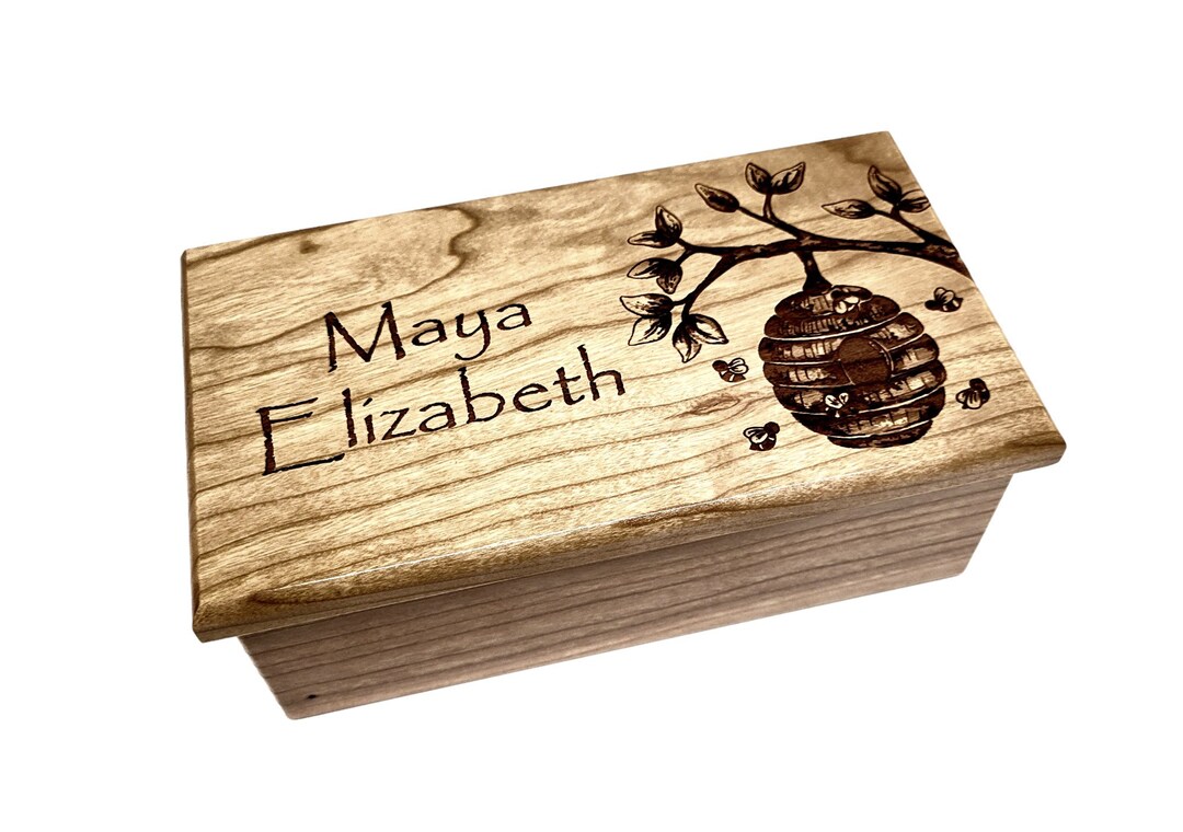 Music Box Choose Your Song Add Text Bee Hive Design, Laser Engraved ...