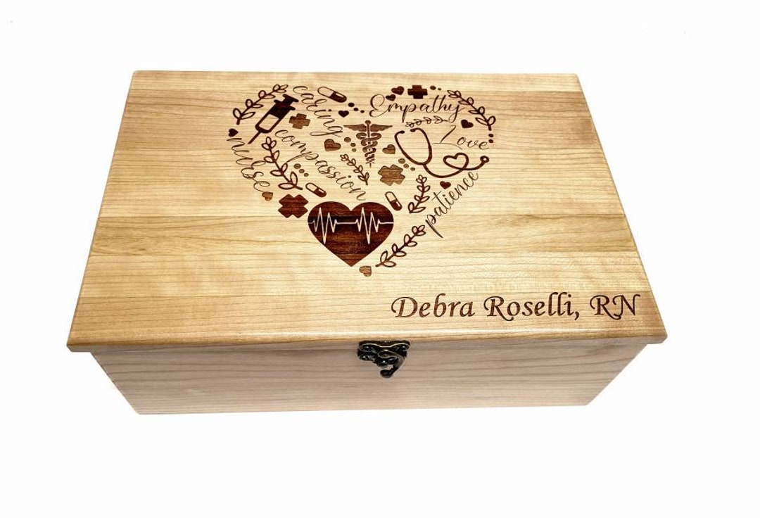 Custom Personalized Nursing Memory Box, Engraved Nurse Memory Wood Box ...