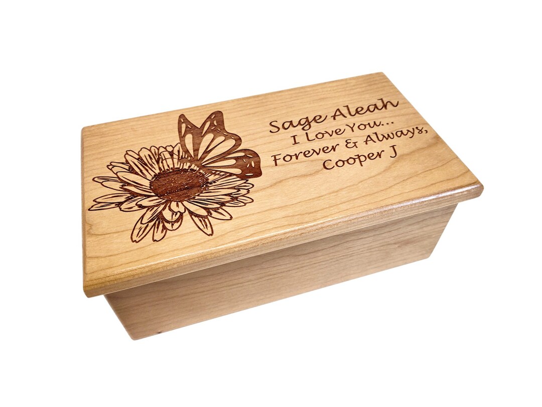 Butterfly Sunflower Music Box Choose Your Song Engrave Your Text, Gift ...