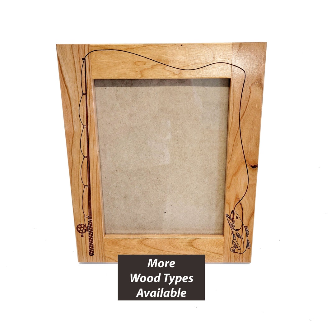 Personalized 8x10 Fishing Pole Wooden Picture Frame, Custom Fishing ...