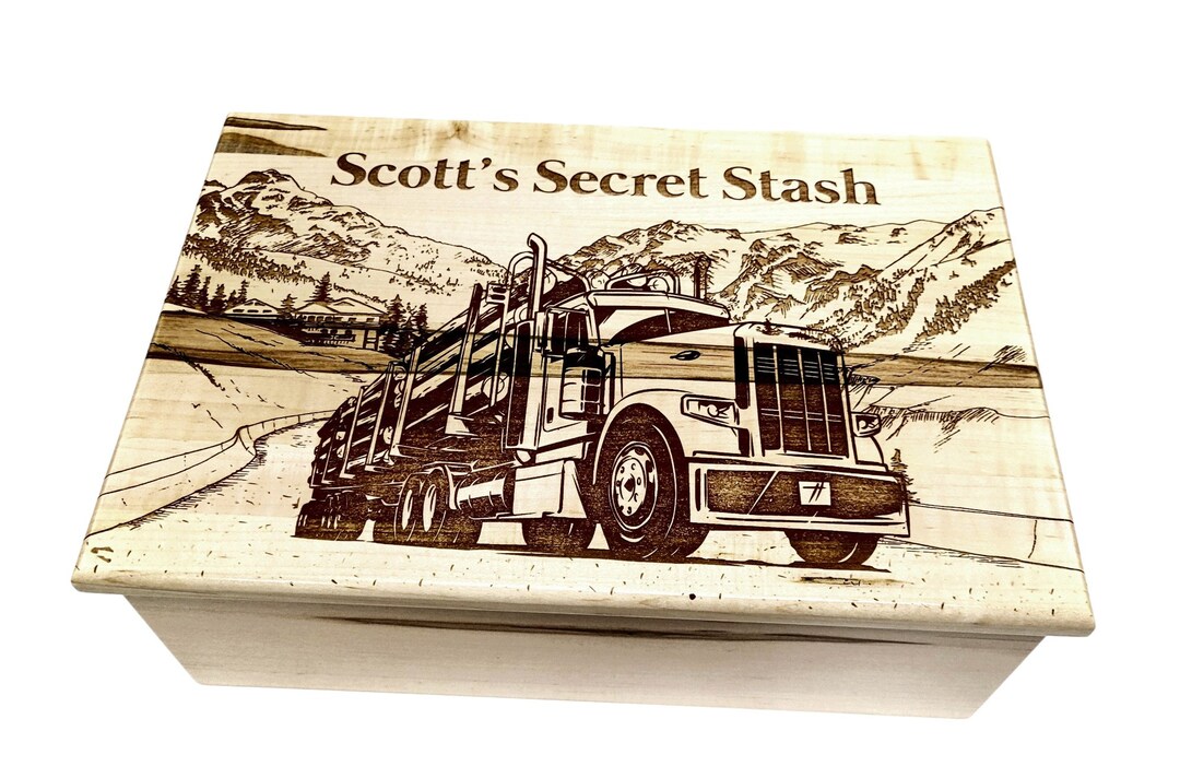 Custom Personalized Log Tractor Trailer Truck Memorial Box, Engraved ...