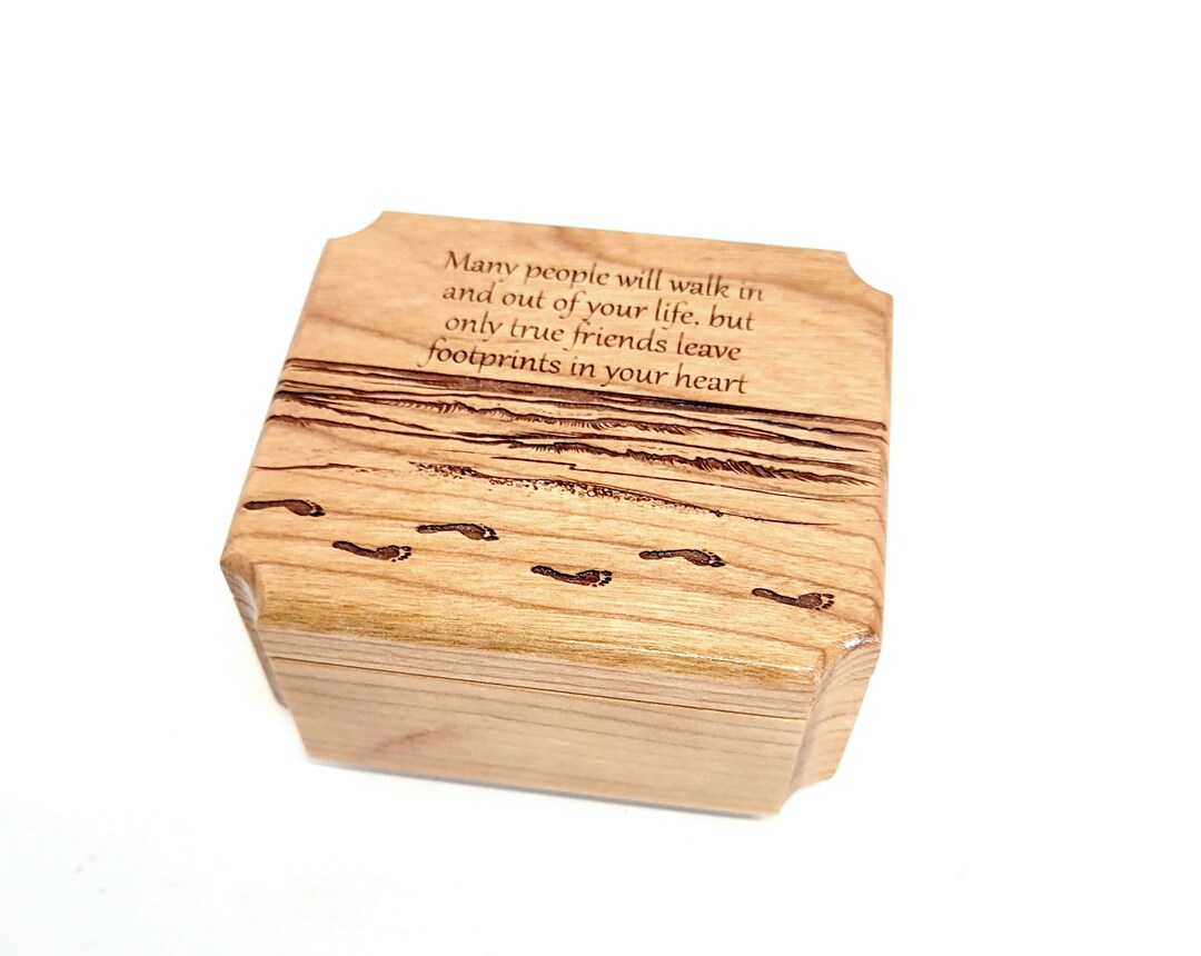 Personalized Footprints in the Sand, Ashes Box, Laser Engraved Memorial ...