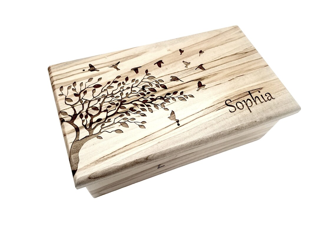 Tree With Birds Flying Music Box Choose Your Song, Personalized Custom ...
