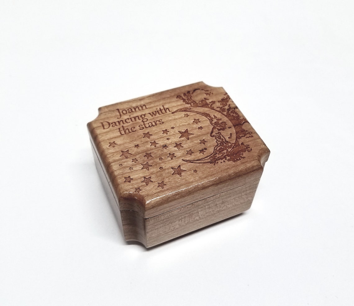 Personalized Moon and Stars Music Box Choose Your Song, Hand Made Small ...