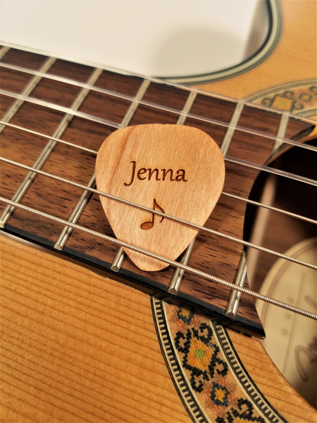 Personalized Music Note Guitar Pick, Wood Laser Engraved Music Note ...