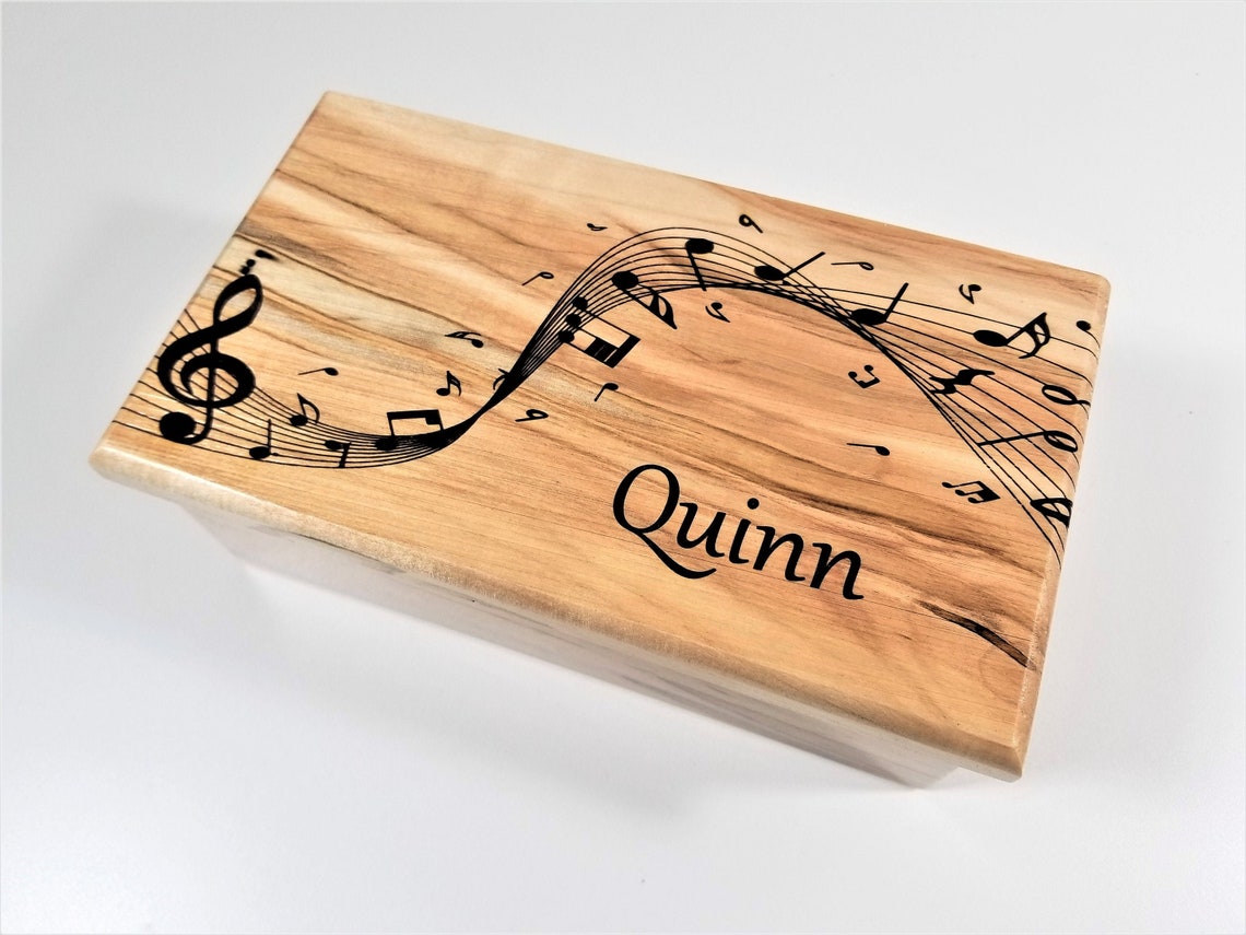 Personalized Music Notes Music Box Choose Your Song Laser | Etsy