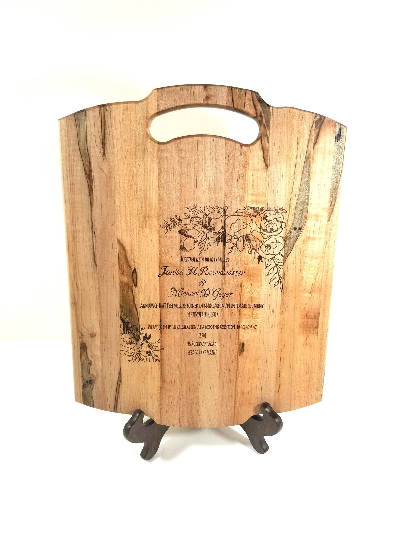 Wedding Invitation Custom Cutting Board Choose Handles, Hand Built ...