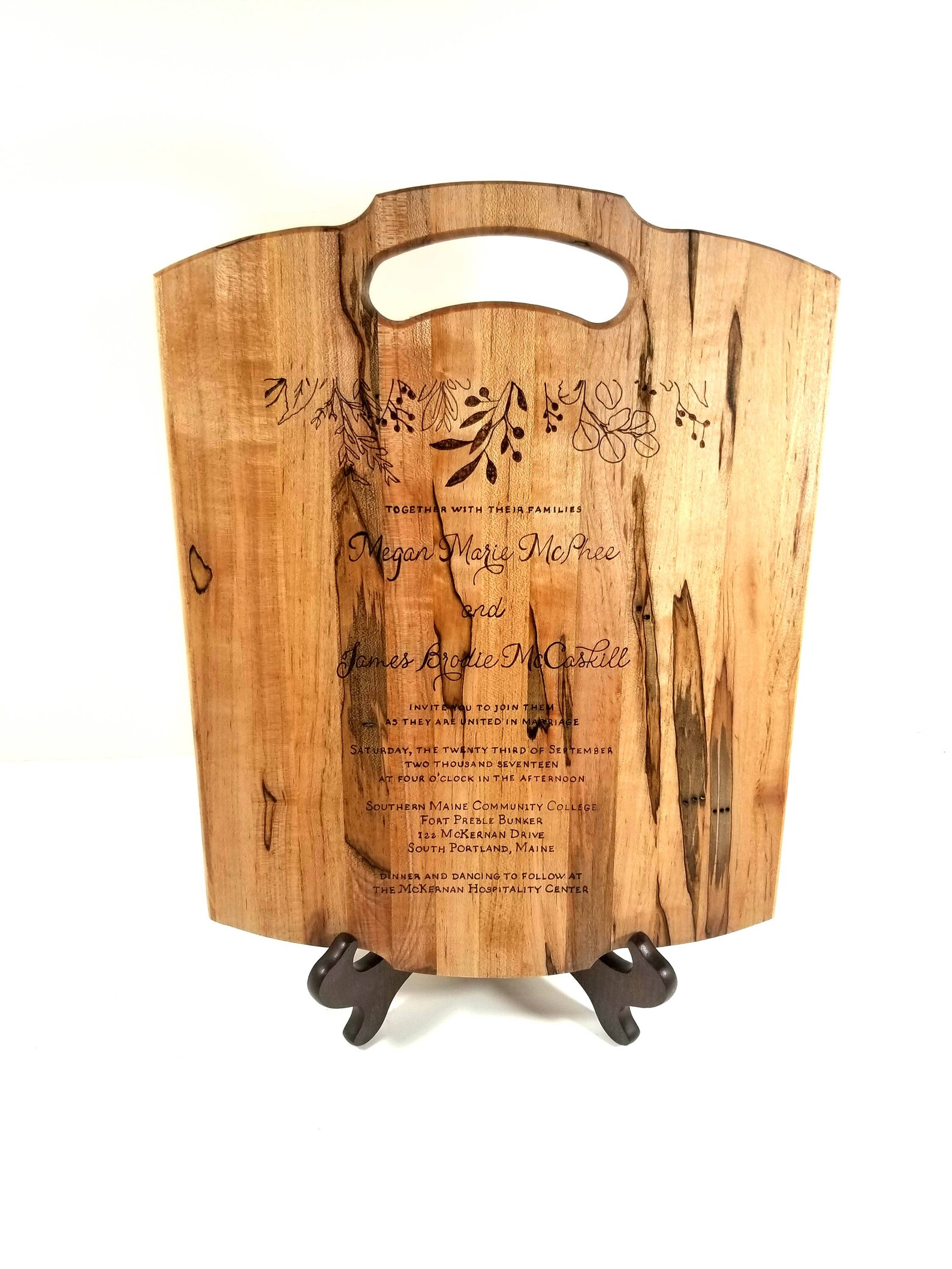 Wedding Invitation Custom Cutting Board Choose Handles, Hand Built ...