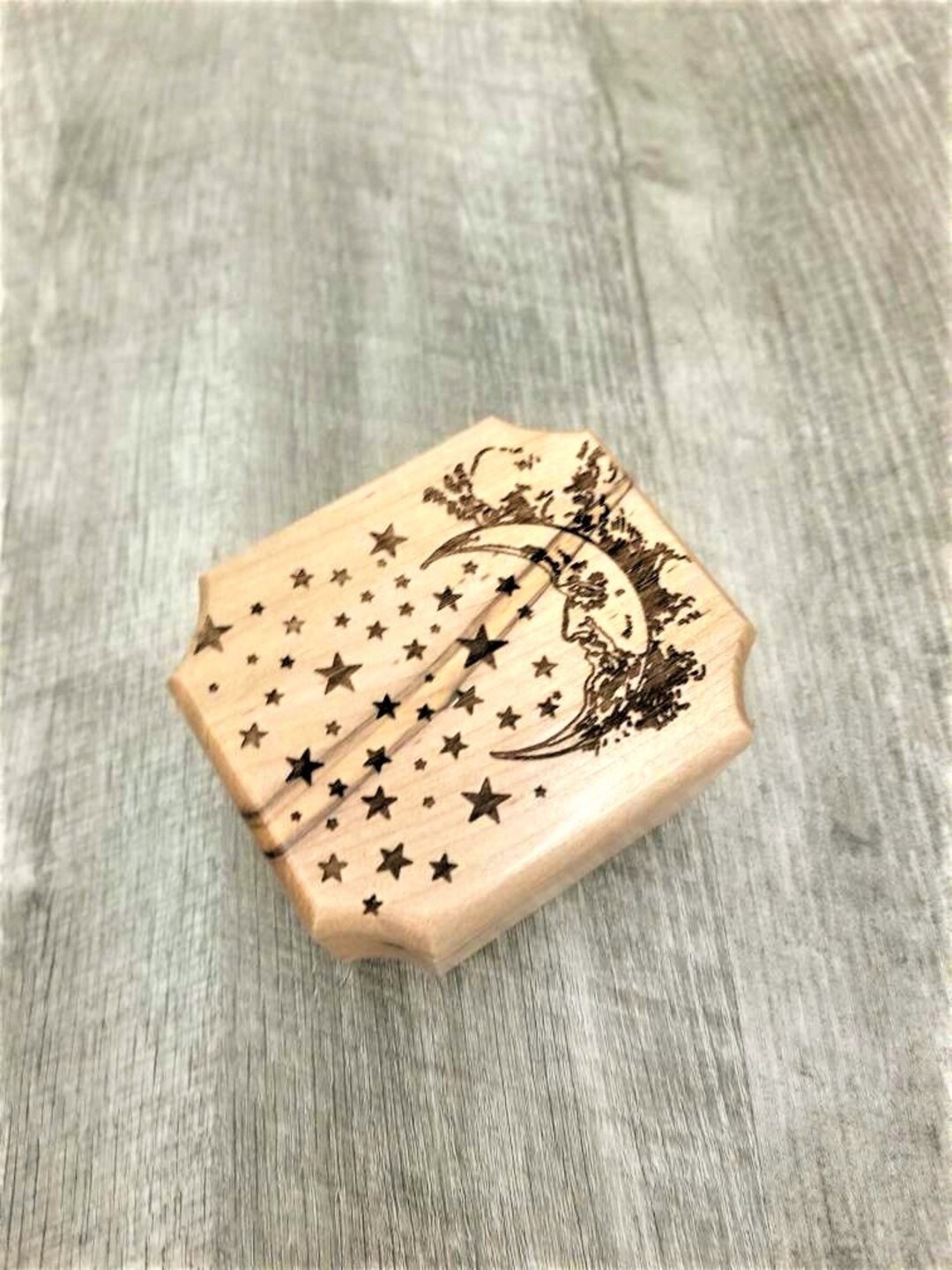 Personalized Moon and Stars Music Box Choose Your Song, Hand Made Small ...