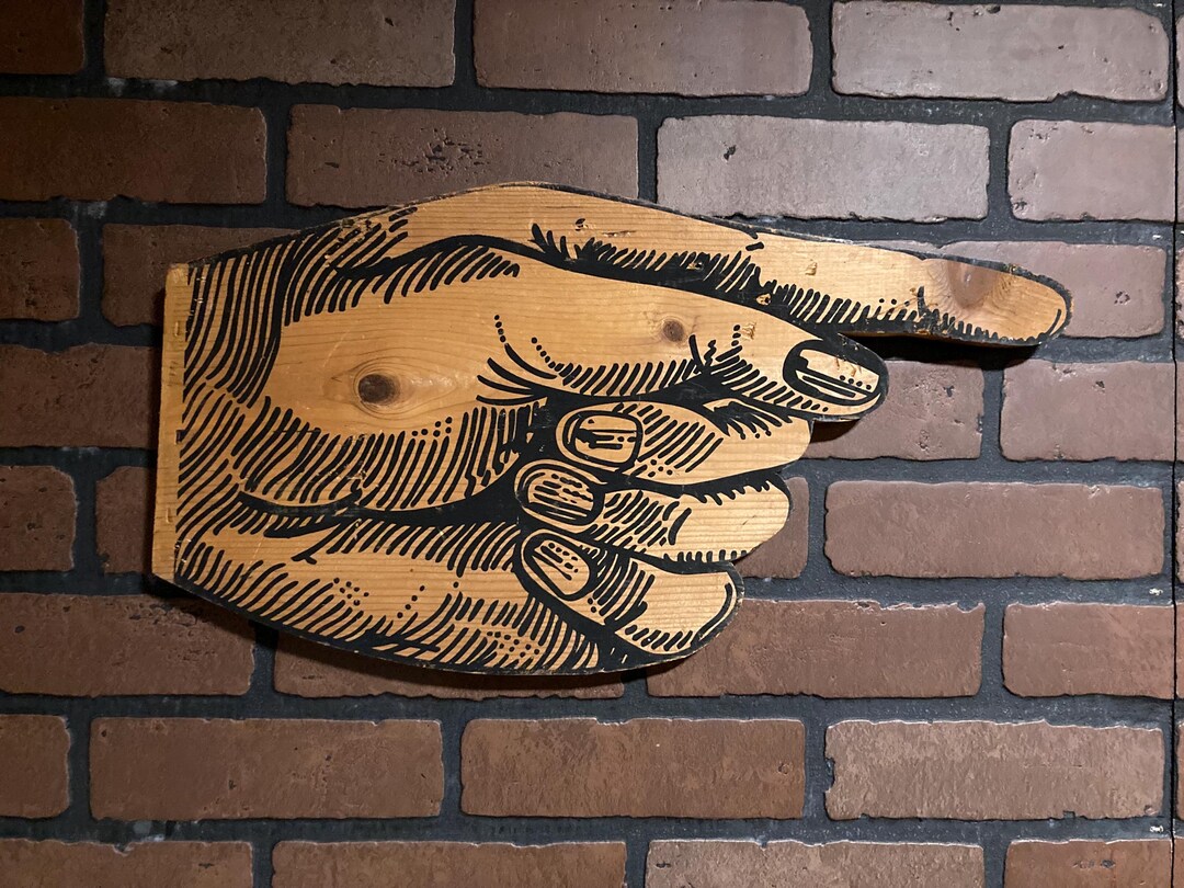 Vintage Pointing Finger Hand Arrow Wall Sign - Etsy
