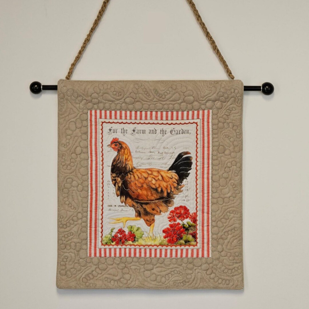 Country Chic Chickens Home Decor With Free Motion Squiggle Edging ...