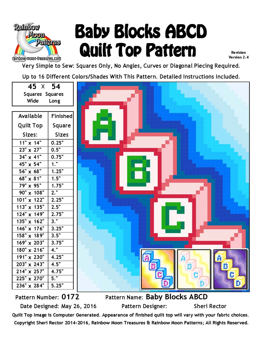 0172 Baby Blocks ABCD Quilt Pattern - Etsy