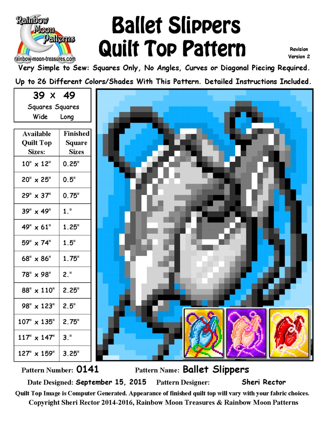 0141 Ballet Slippers Quilt Pattern - Etsy
