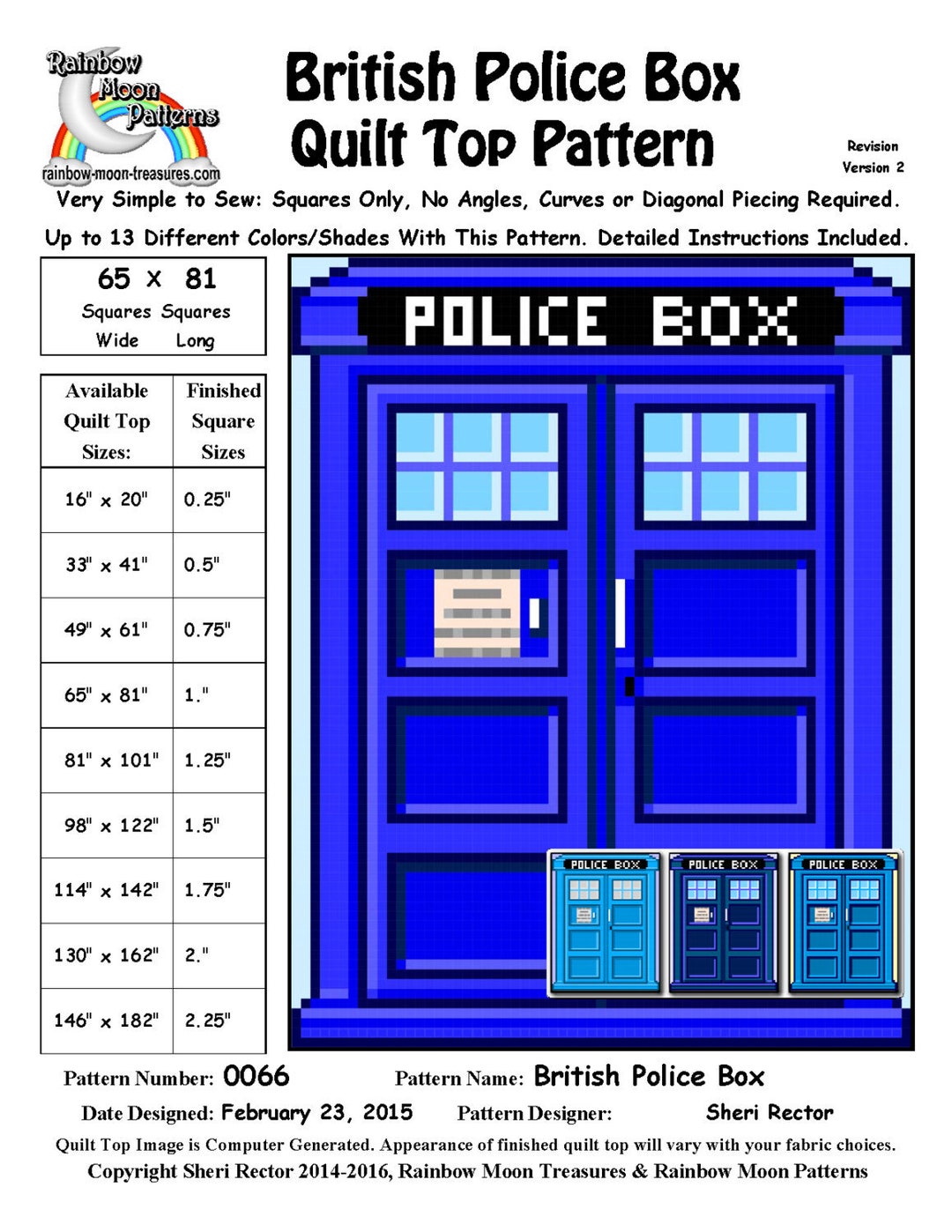 0066 British Police Box Quilt Pattern - Etsy