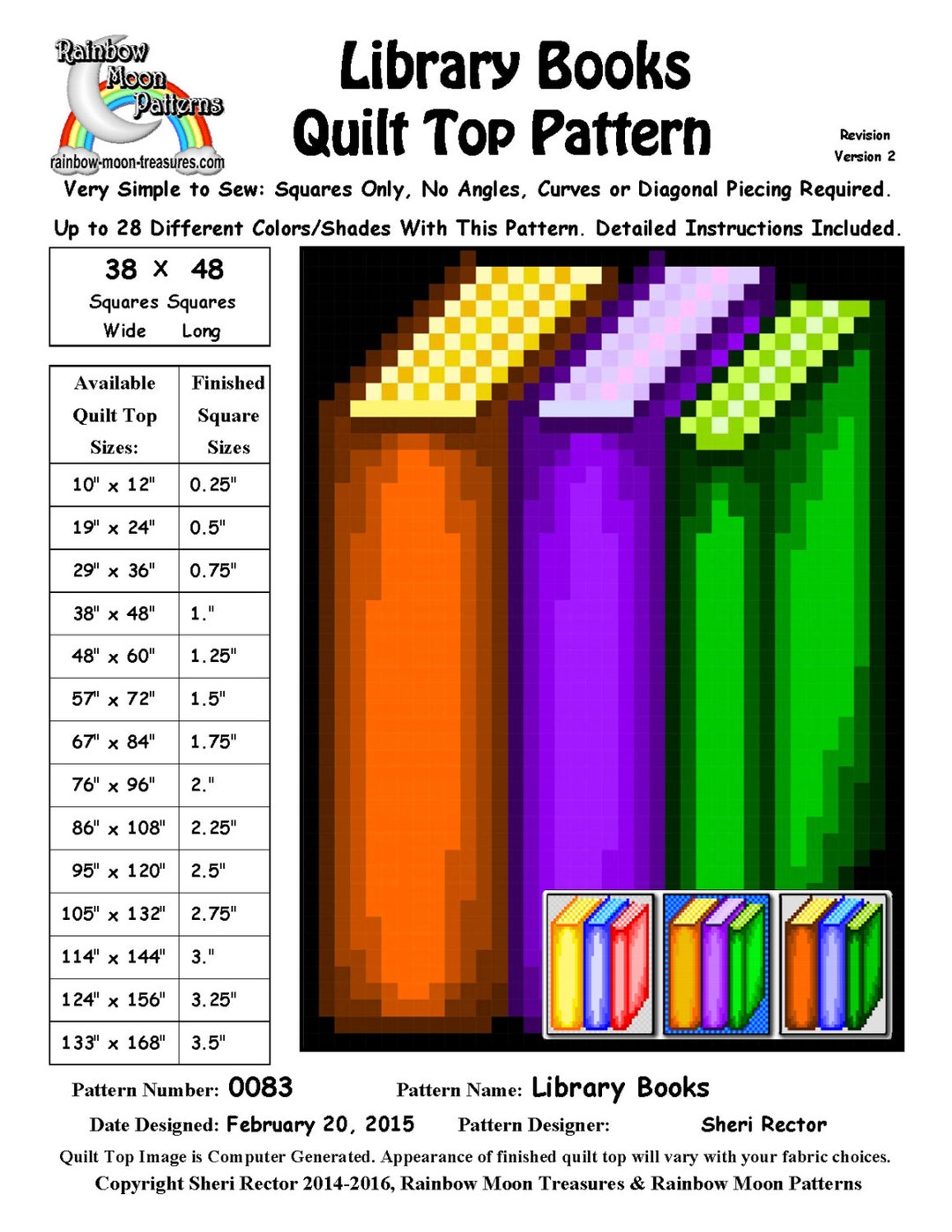 0083 Library Books Quilt Pattern - Etsy