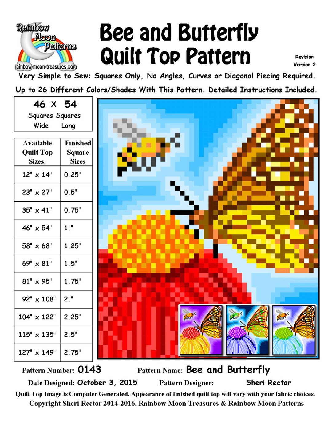 0143 Bee and Butterfly Quilt Pattern - Etsy