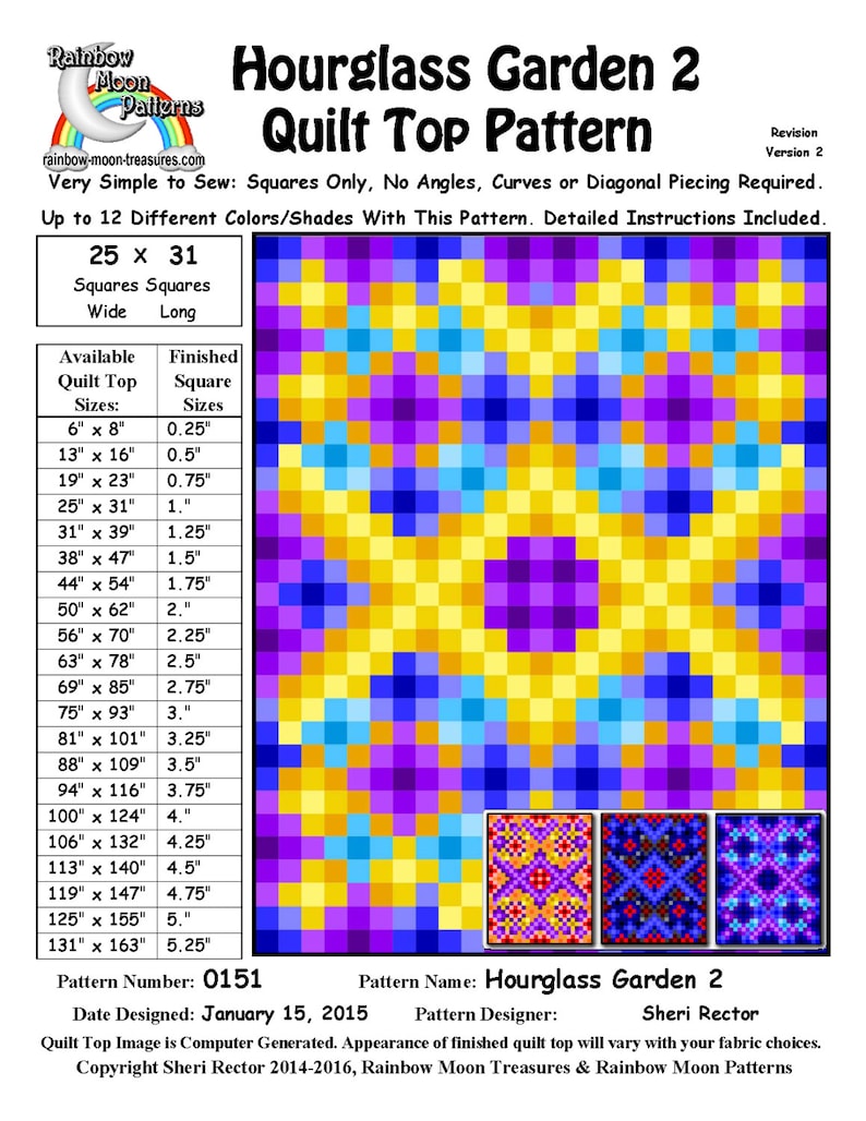 0151 Hourglass Garden 2 Quilt Pattern - Etsy