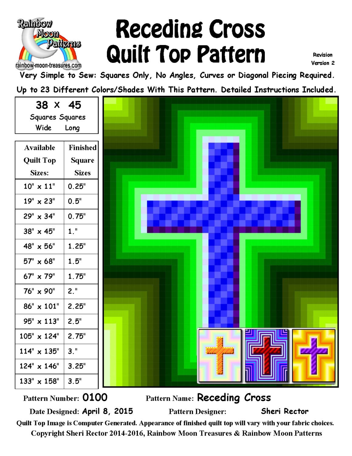 0100 Receding Cross Quilt Pattern - Etsy