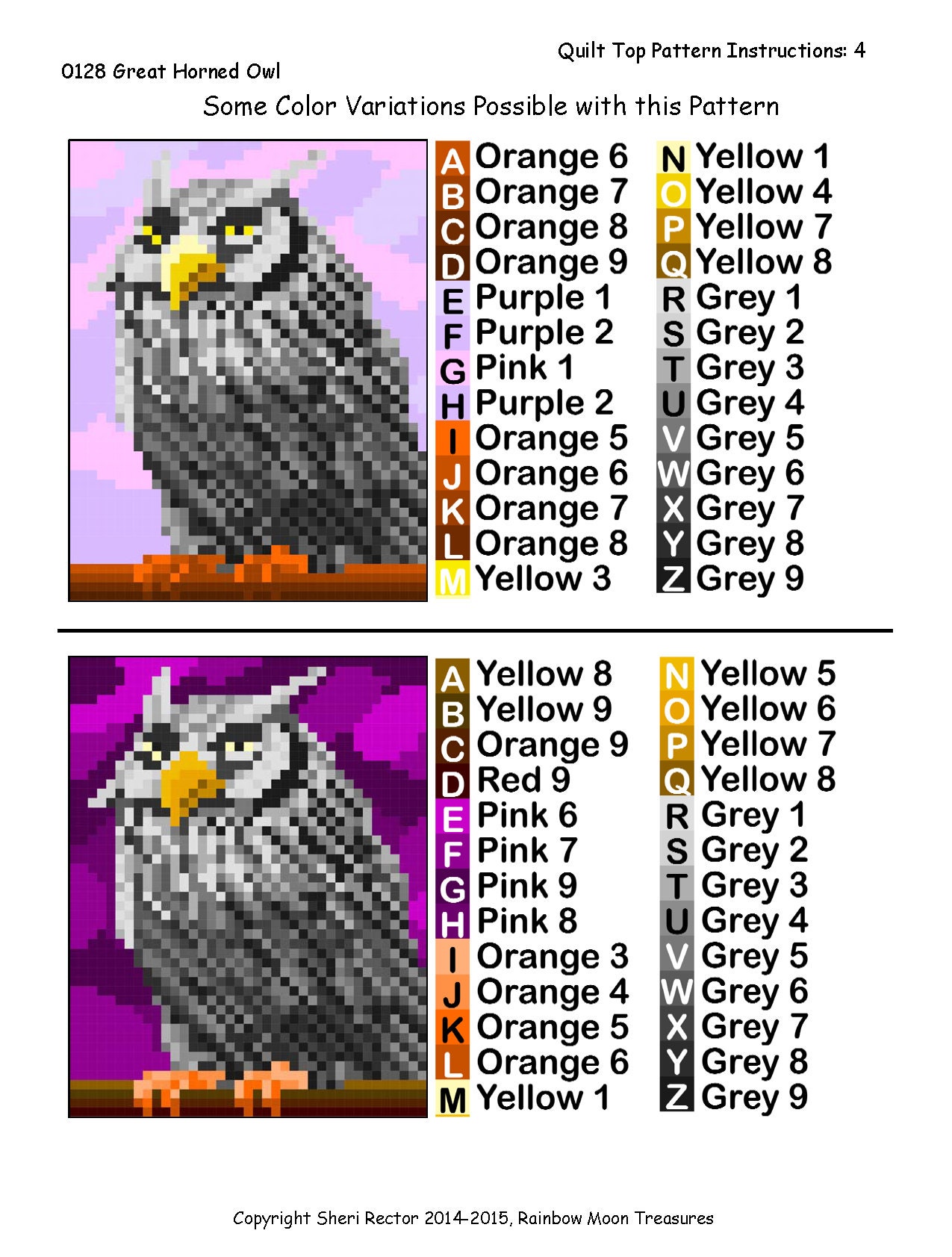 0128 Great Horned Owl Quilt Pattern - Etsy