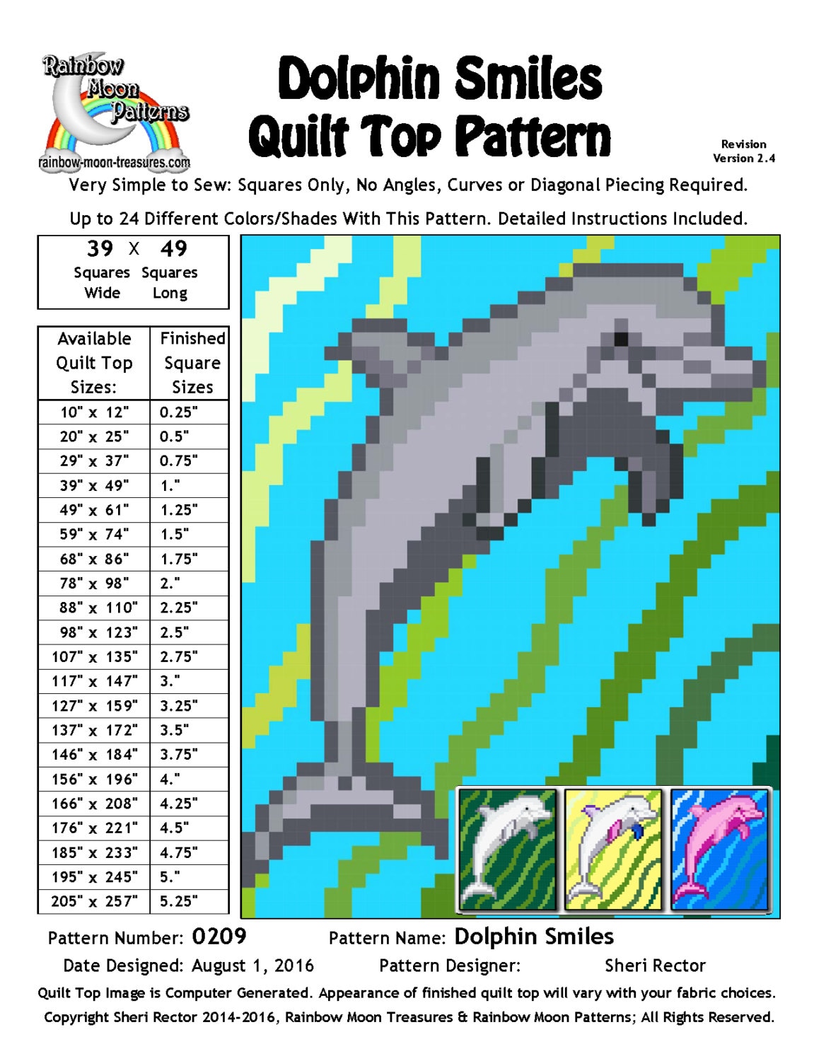 0209 Dolphin Smiles Quilt Pattern - Etsy