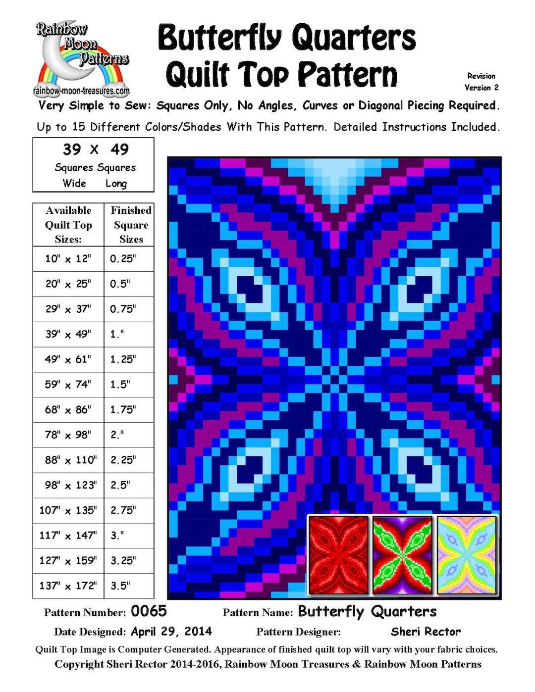 0065 Butterfly Quarters Quilt Pattern - Etsy