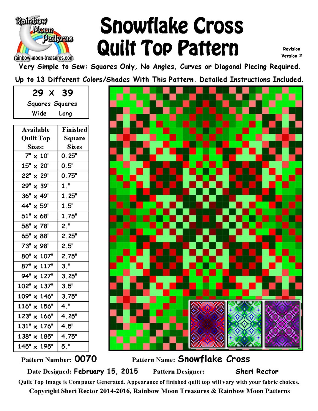 0070 Snowflake Cross Quilt Pattern - Etsy