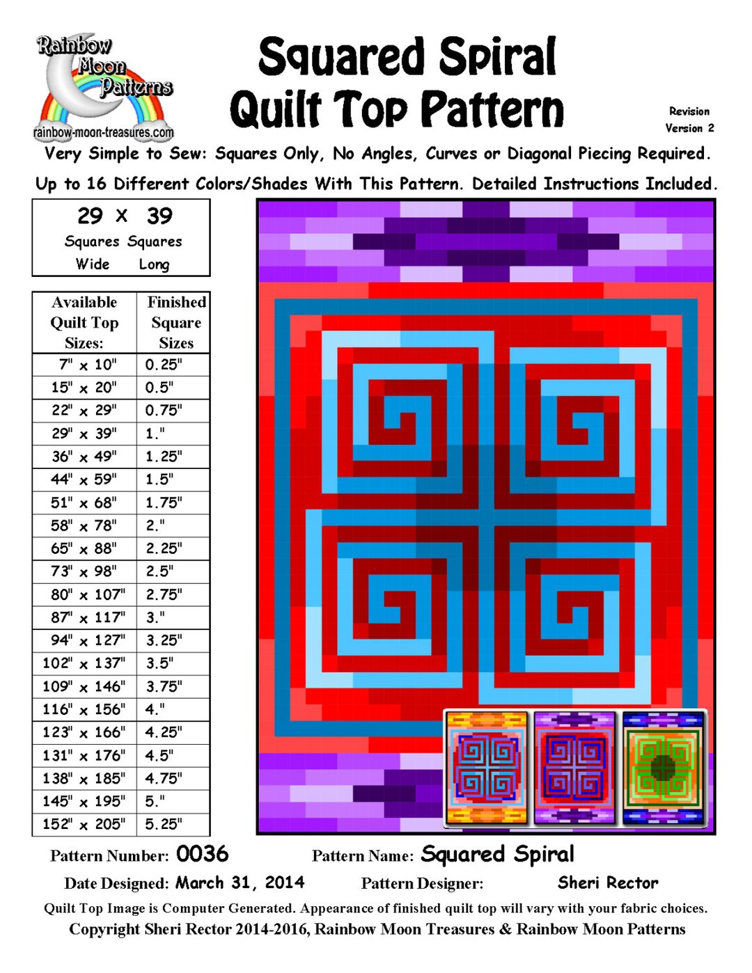 0036 Squared Spiral Quilt Pattern - Etsy