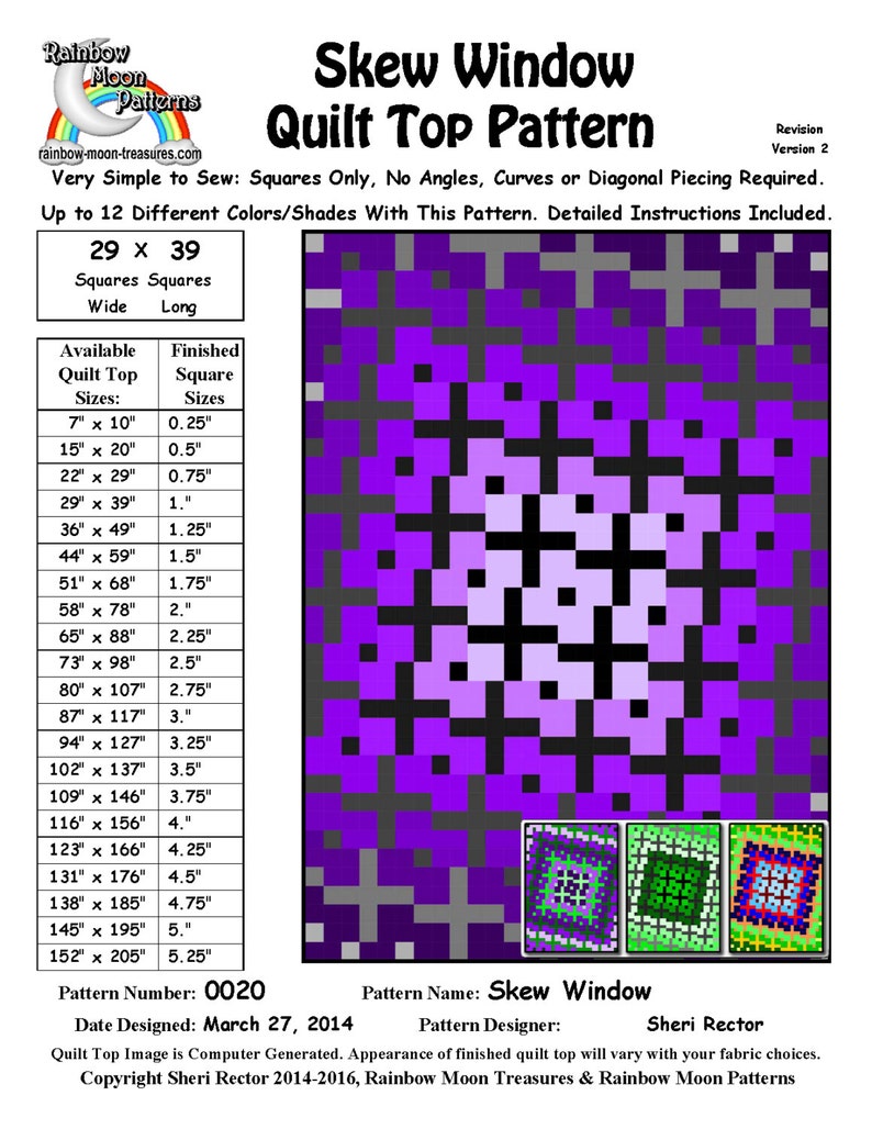 0020 Skew Windows Quilt Pattern - Etsy