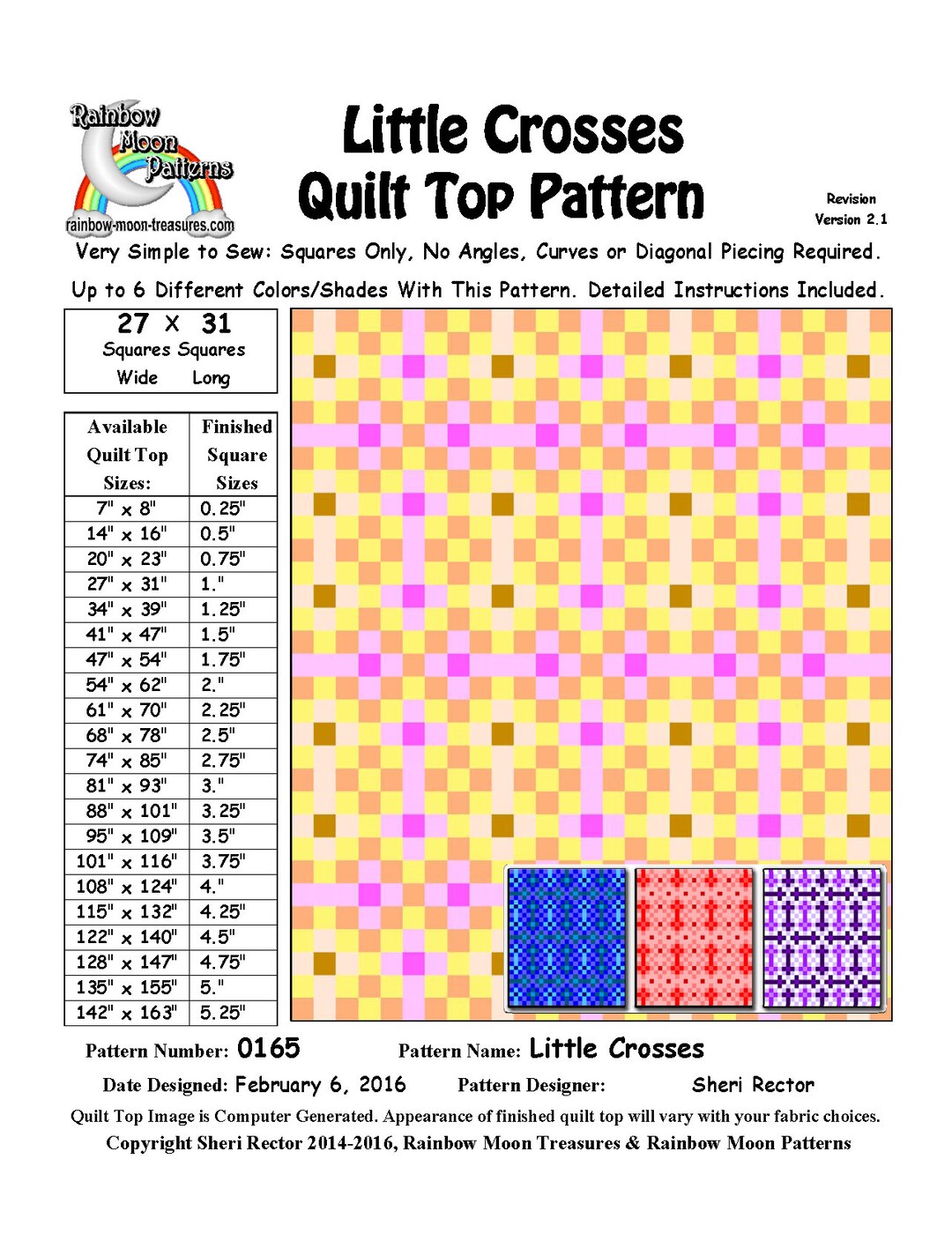 0165 Little Crosses Quilt Pattern - Etsy