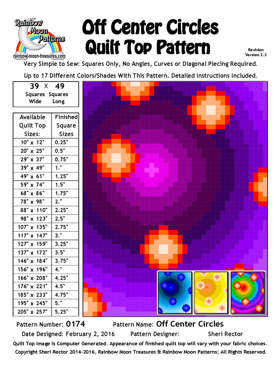 0174 off Center Circles Quilt Pattern - Etsy