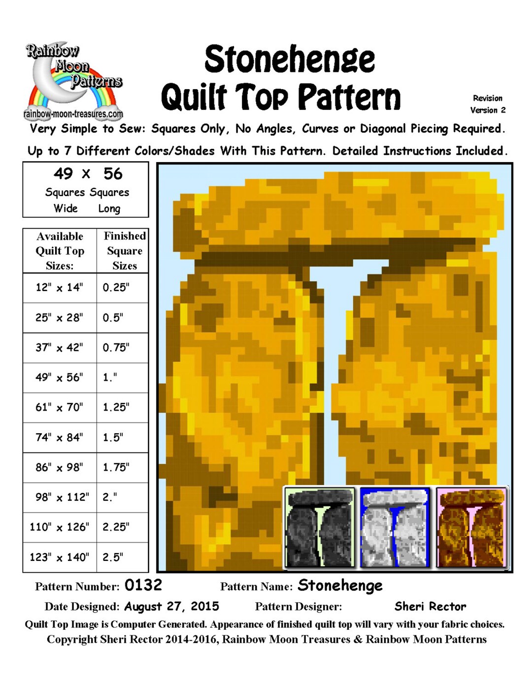 0132 Stonehenge Quilt Pattern - Etsy
