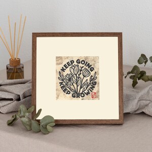 5 Keep Going Keep Growing Block Print Linoleum Print Housewarming Gift ...