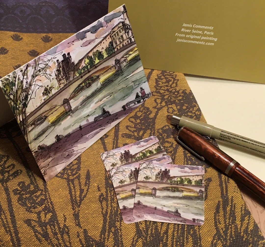 Notecards of the Seine River, Paris (set of 3) + Matching Square ...