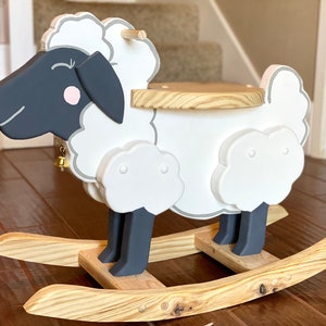 Sheep Rocker Wooden Rocking Horse for Toddler Rocker Ride on Toy Sheep ...