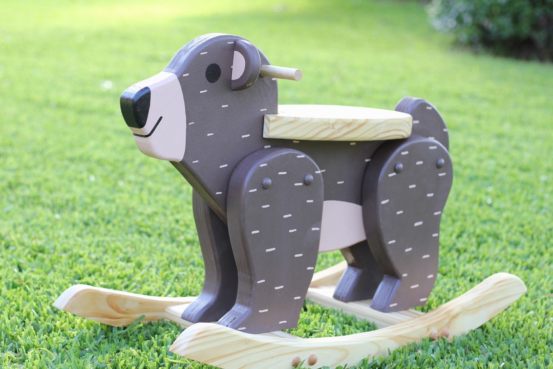 Bear Rocker Wooden Rocking Horse for Toddler Rocker Ride on Toy Bear ...
