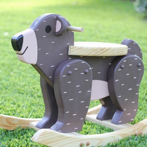 Bear Rocker Wooden Rocking Horse for Toddler Rocker Ride on Toy Bear ...