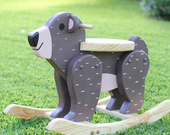 Bear Rocker Wooden Rocking Horse for Toddler Rocker Ride on Toy Bear ...