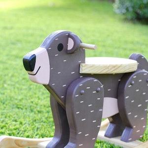 Bear Rocker Wooden Rocking Horse for Toddler Rocker Ride on Toy Bear ...
