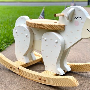 Wooden Rocking Polar Bear for Toddler Rocker Ride on Toy Baby Shower ...
