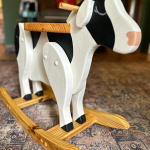 Cow Rocker Wooden Rocking Horse for Toddler Rocker Ride on Toy Baby ...