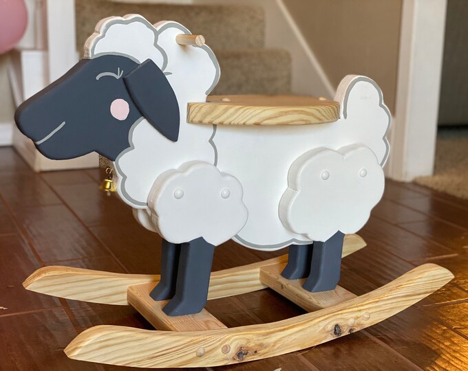 Sheep Rocker Wooden Rocking Horse for Toddler Rocker Ride on Toy Sheep ...