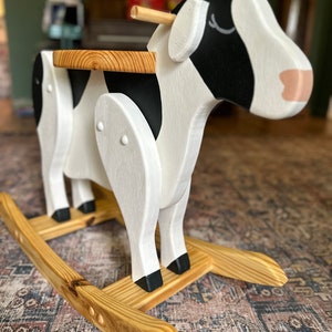 Cow Rocker Wooden Rocking Horse for Toddler Rocker Ride on Toy Baby ...