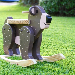 Bear Rocker Wooden Rocking Horse for Toddler Rocker Ride on Toy Bear ...