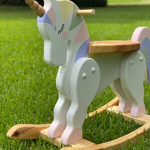 Wooden Unicorn Rocking Horse for Toddler Montessori Rocker Ride on Toy ...