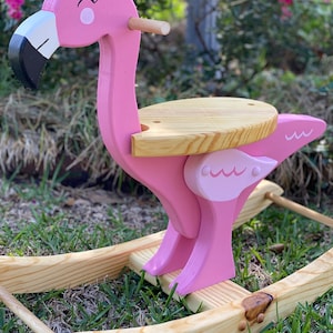 Pink Flamingo Rocker Wooden Rocking Horse for Toddler Rocker Ride on ...