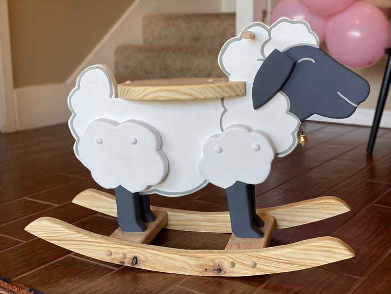 Sheep Rocker Wooden Rocking Horse for Toddler Rocker Ride on Toy Sheep ...