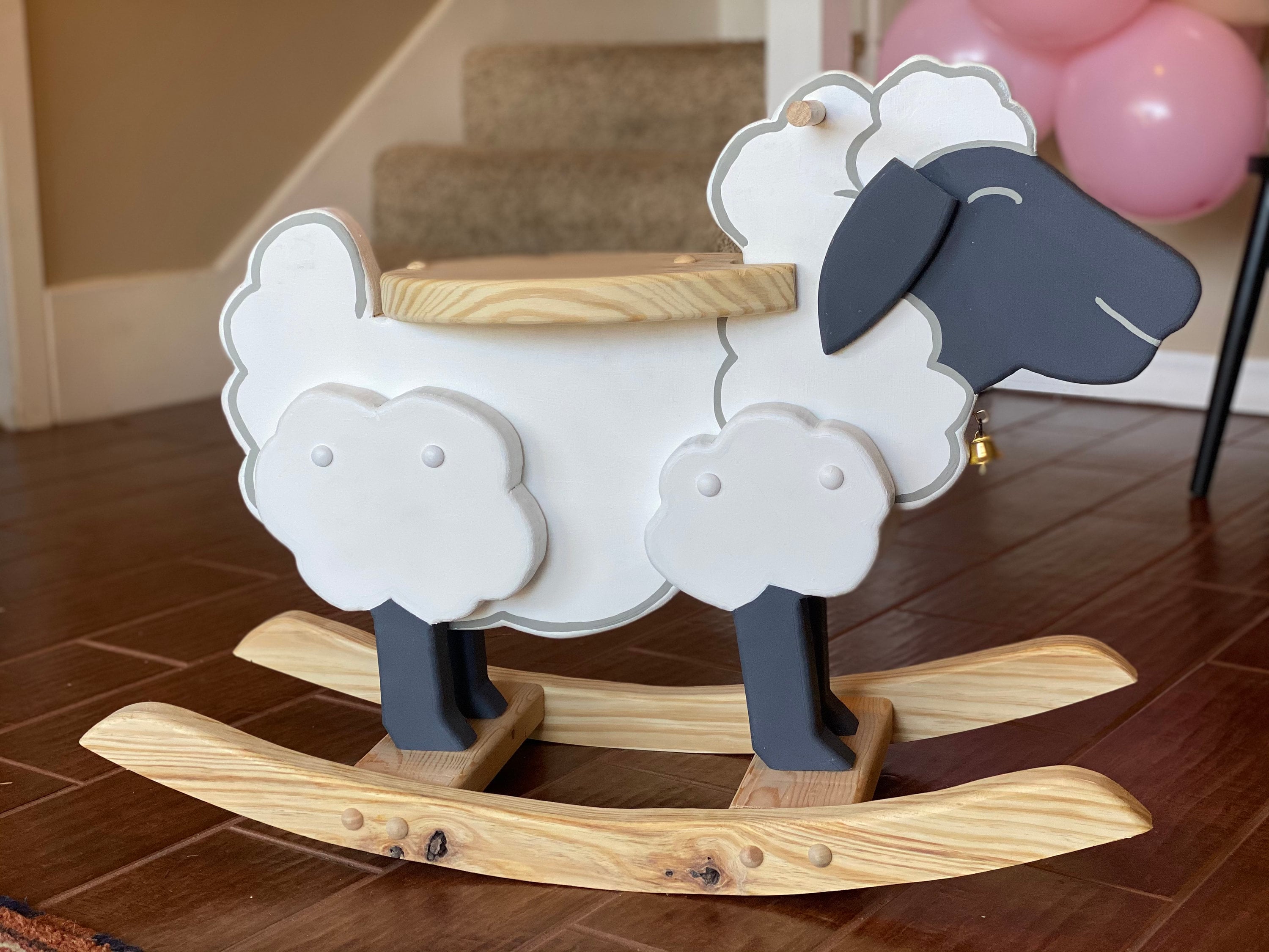 Sheep Rocker Wooden Rocking Horse for Toddler Rocker Ride on Toy Sheep ...