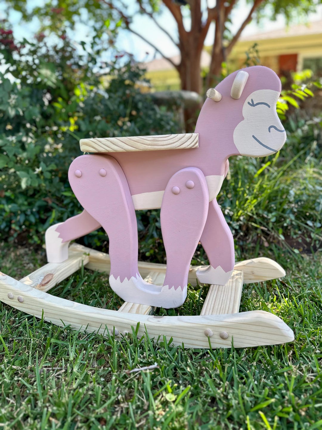 Sock Monkey Rocker Wooden Rocking Horse for Toddler Rocker Ride on Toy ...