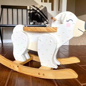 Wooden Rocking Polar Bear for Toddler Rocker Ride on Toy Baby Shower ...